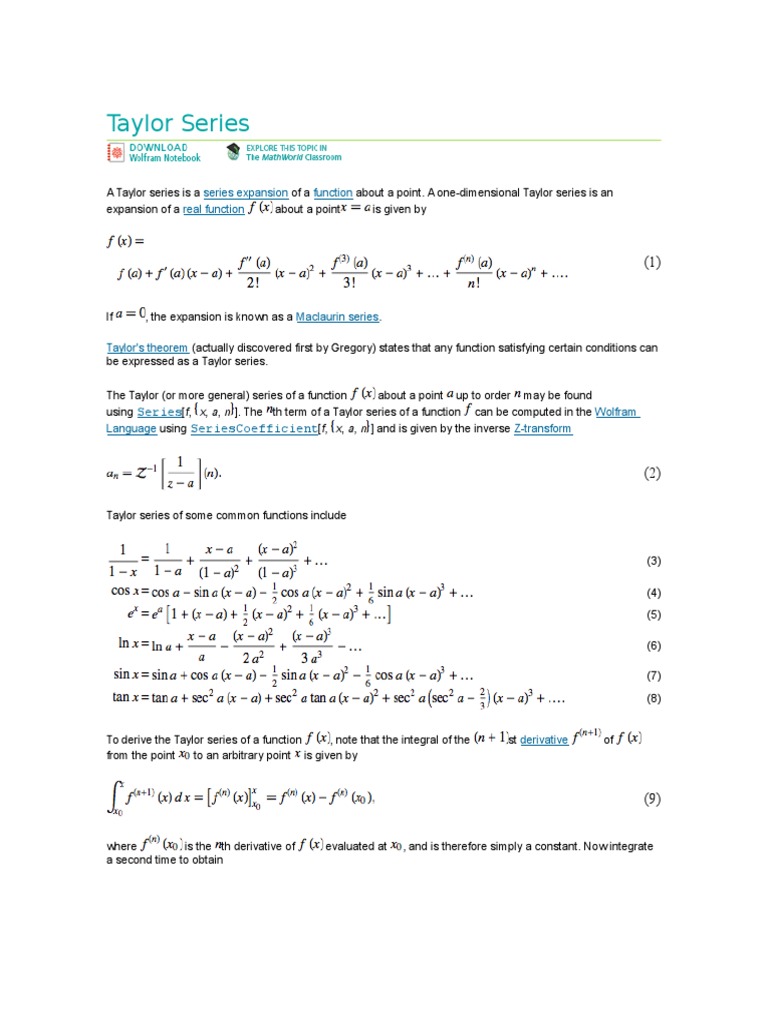Taylor Series: Series Expansion Function Real Function | PDF ... Taylor Series: Series Expansion Function Real Function | PDF ...