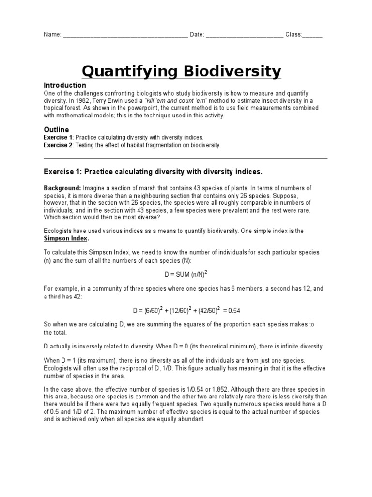 Quantifying Biodiversity - Spiderlab | PDF | Biodiversity | Spider