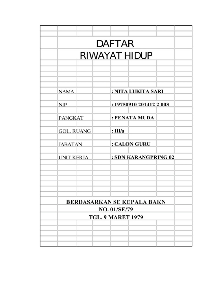 Daftar Riwayat Hidup Word | PDF