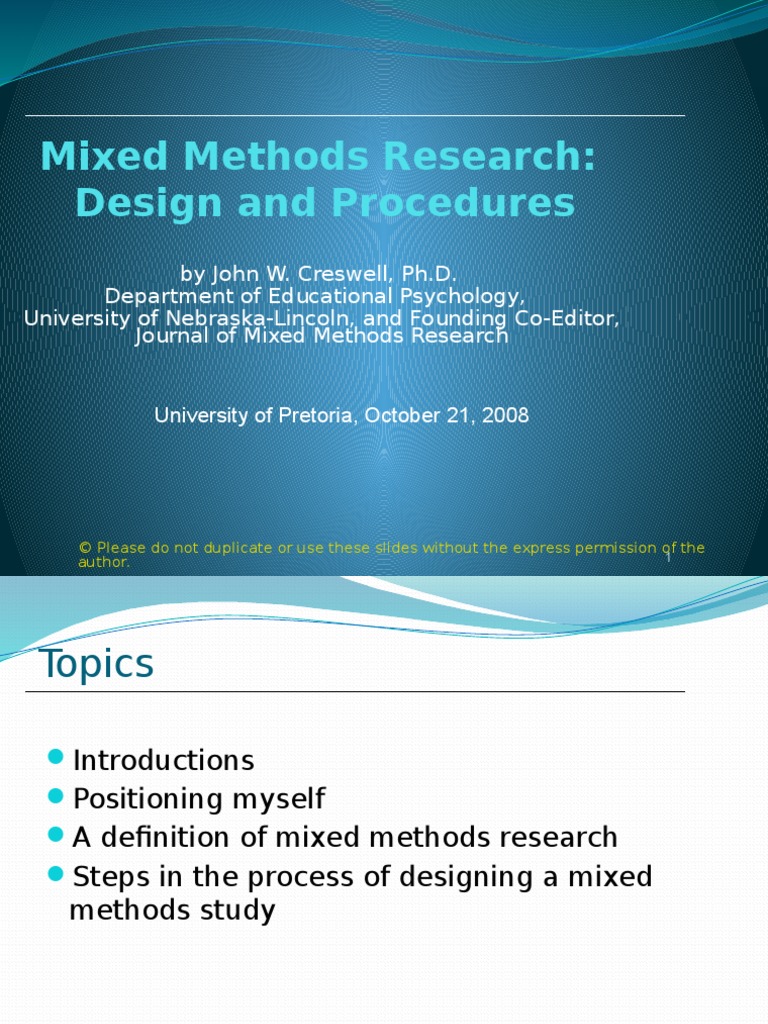 Mixed Methods Research Design and Procedures | PDF | Qualitative ...