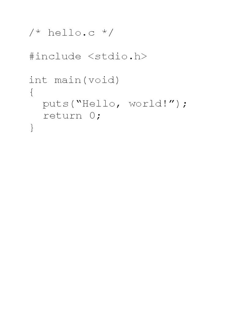 Hello World C Code Pdf