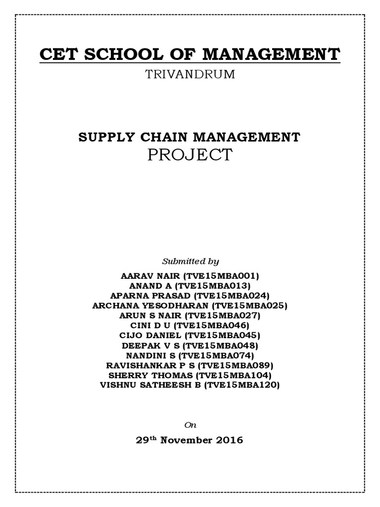 SCM Project | PDF | Electronic Business | Supply Chain