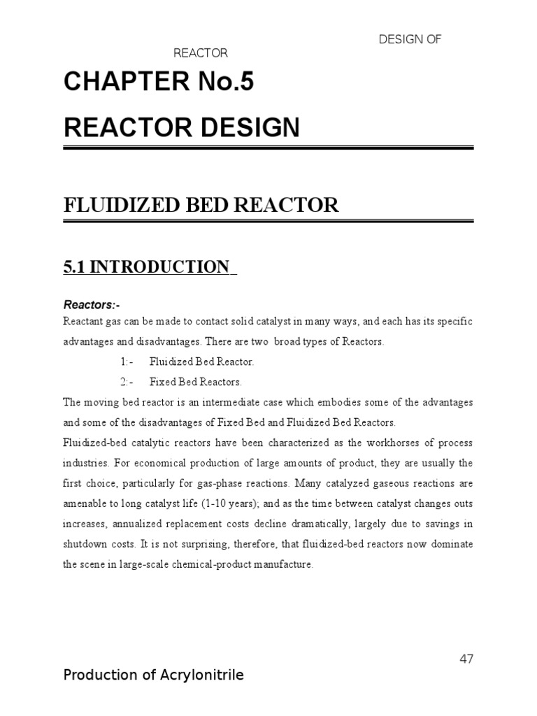 Chapter No.5 Reactor Design | PDF | Fluidization | Chemical Reactor