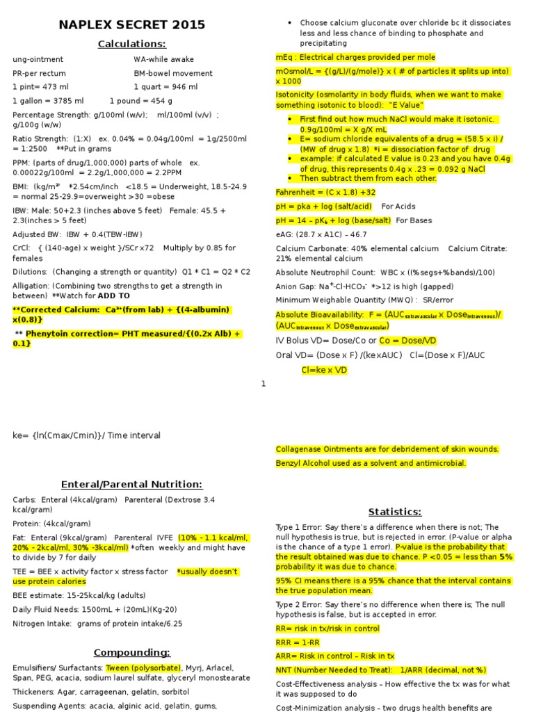 NAPLEX Note | PDF | Drugs | Pharmacology