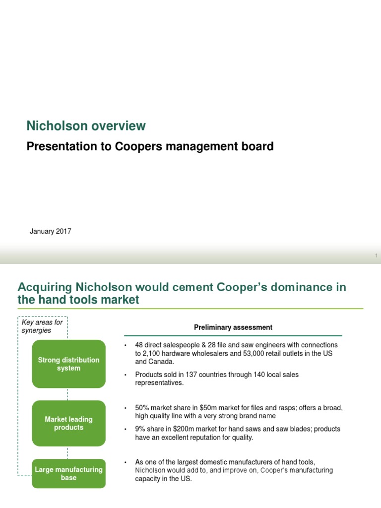 Nicholson Overview: Presentation To Coopers Management Board | PDF ...