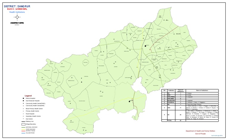 Map of Health Institutions in Sangrur Block, District Sangrur | PDF