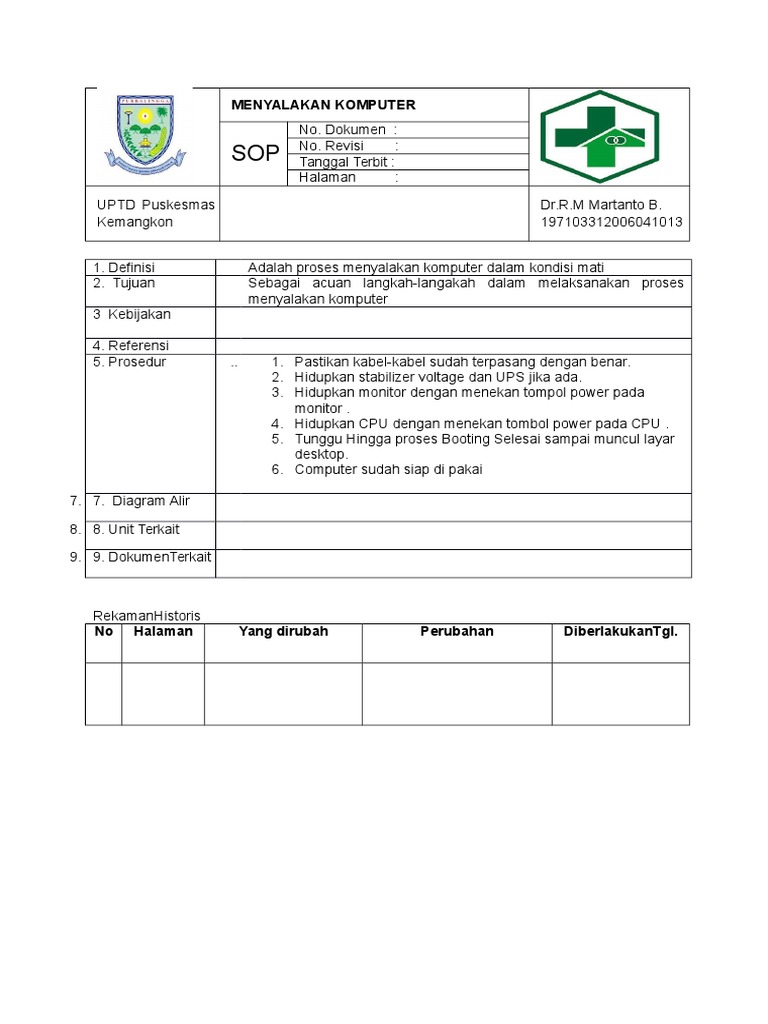 Sop Menyalakan Komputer | PDF