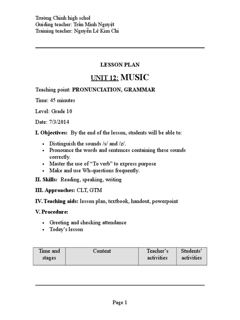 Lesson Plan Unit 12 Language Focus | PDF