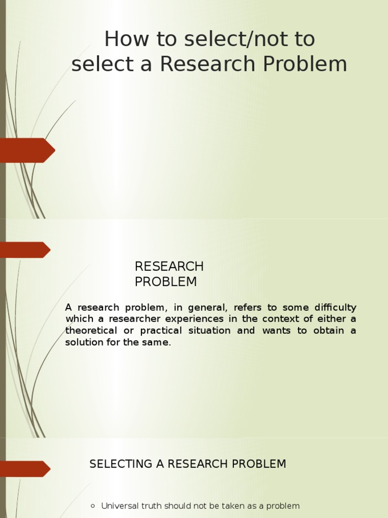 How To Select/not To Select A Research Problem | PDF