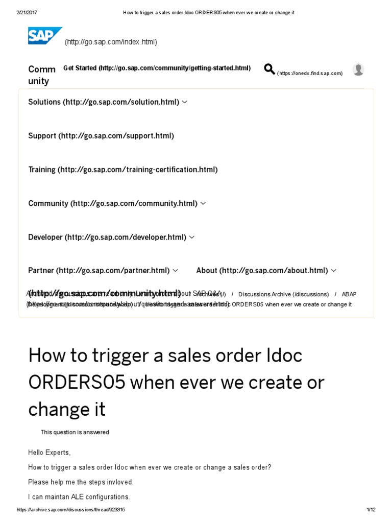 How To Trigger A Sales Order Idoc ORDERS05 | PDF | Computer Data ...