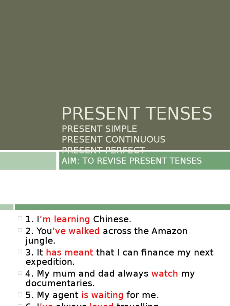 Understanding Present Tenses in English | PDF