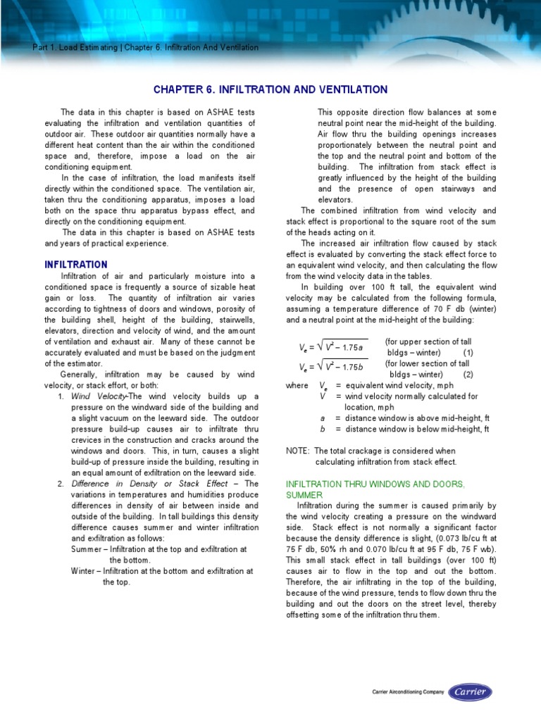 Chapter 6. Infiltration and Ventilation | PDF | Wound | Ventilation ...