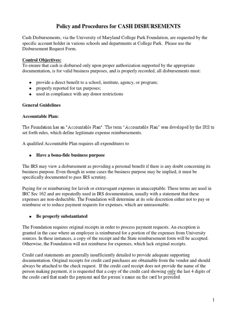 Policy On Disbursements 08 | PDF | Per Diem | Expense
