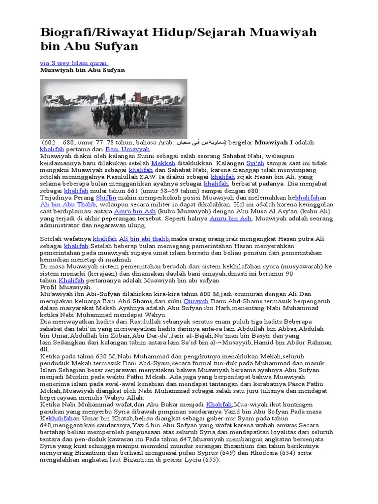 Biografi Muawiyah Bin Abu Sufyan | PDF