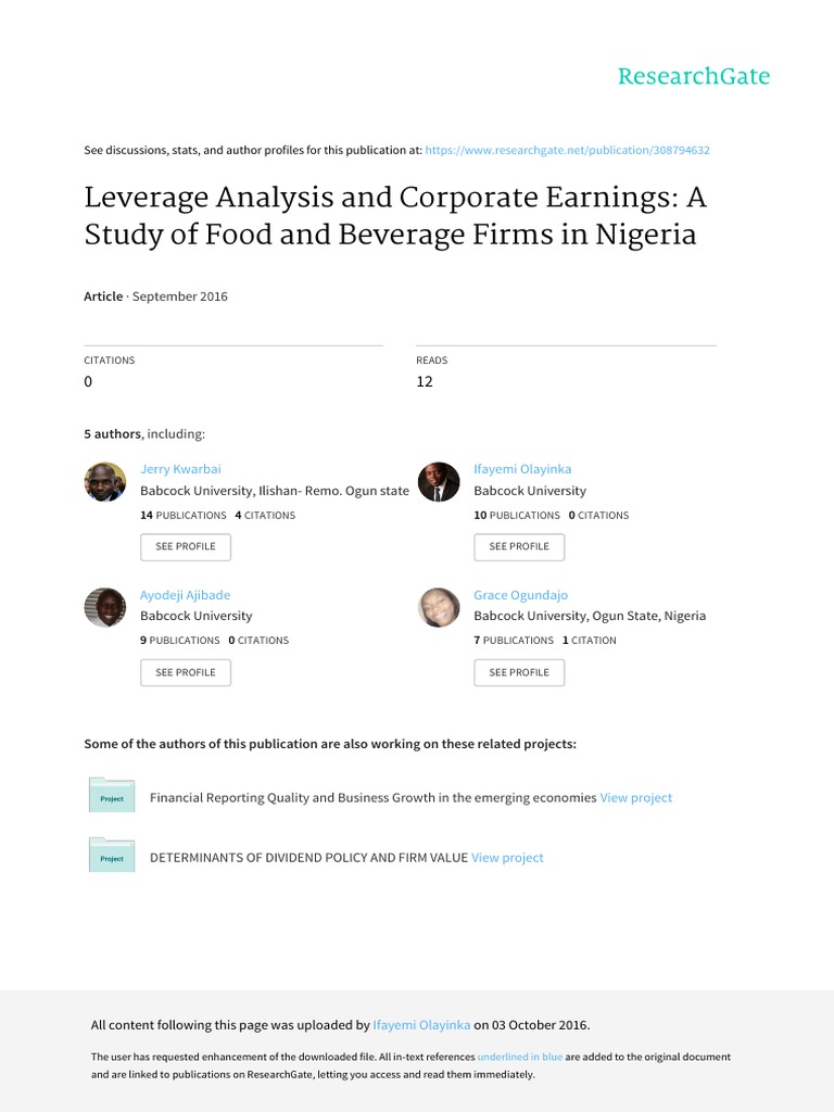 Leverage Analysis | PDF | Capital Structure | Leverage (Finance)