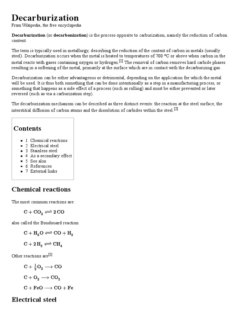 Decarburization: From Wikipedia, The Free Encyclopedia | PDF | Metals ...
