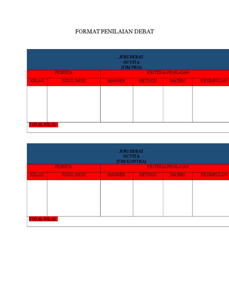 Format Penilaian Debat