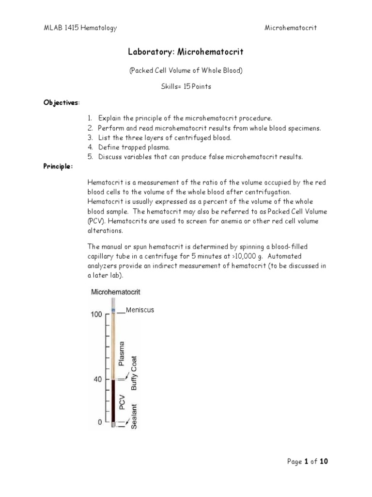 Hem Lab Microhematocrit F15 | PDF | Hematology | Tissue (Biology)