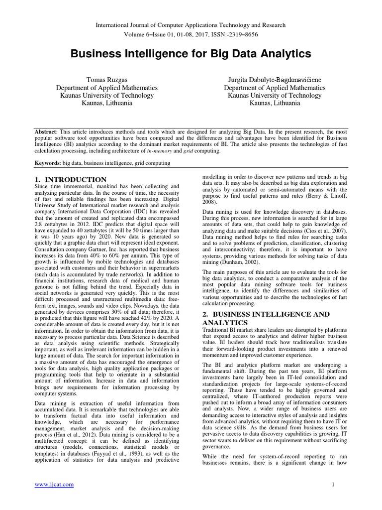 Business Intelligence For Big Data Analytics | PDF | Business ...