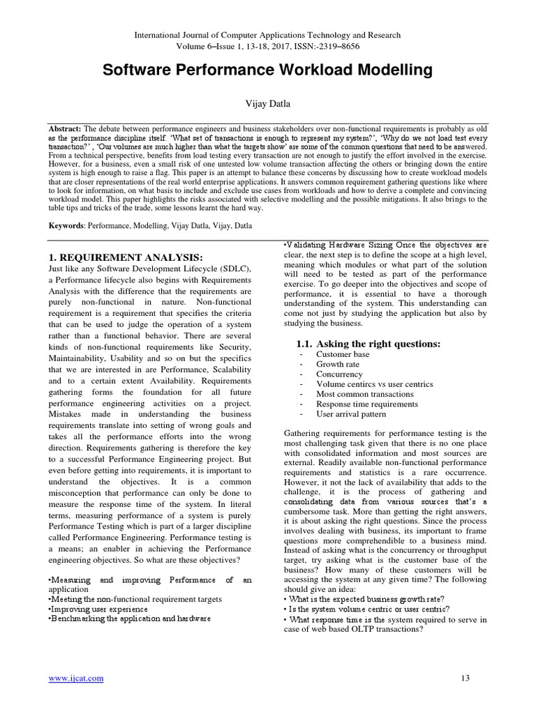 Software Performance Workload Modelling Pdf Use Case Workload
