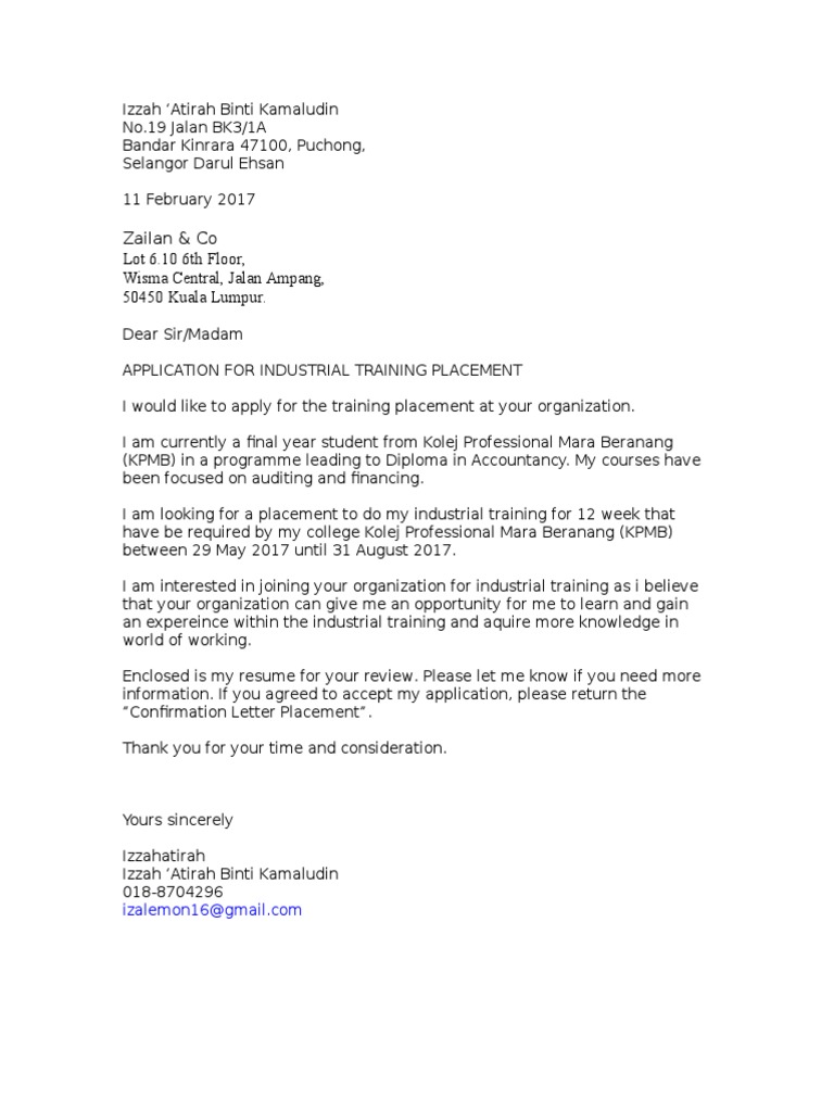 CTH Application Letter (Intern) | PDF