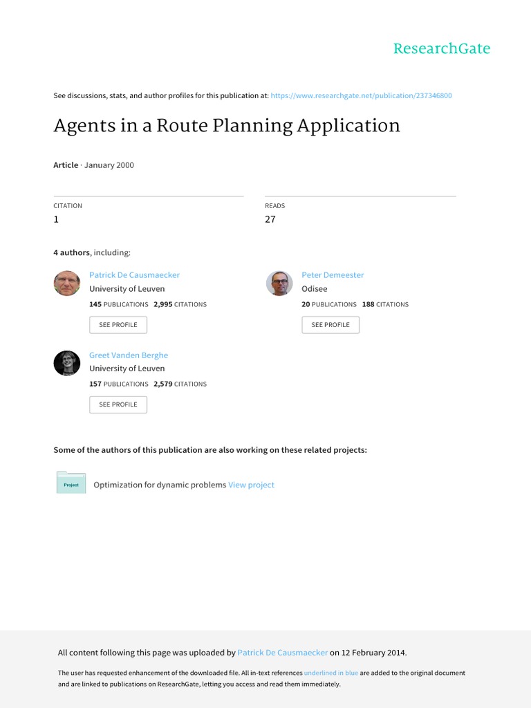 Agents in A Route Planning Application PDF | PDF | Negotiation | Algorithms