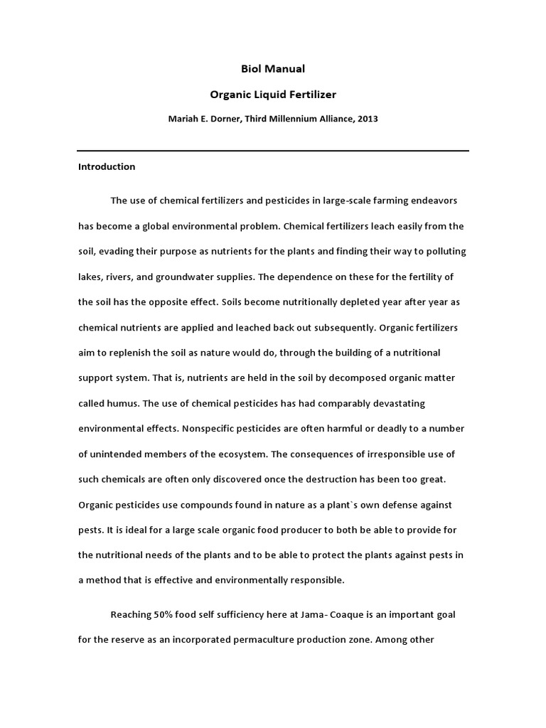 Biol Organic Liquid Fertilizer - Mariahdorner | PDF | Organic Matter ...