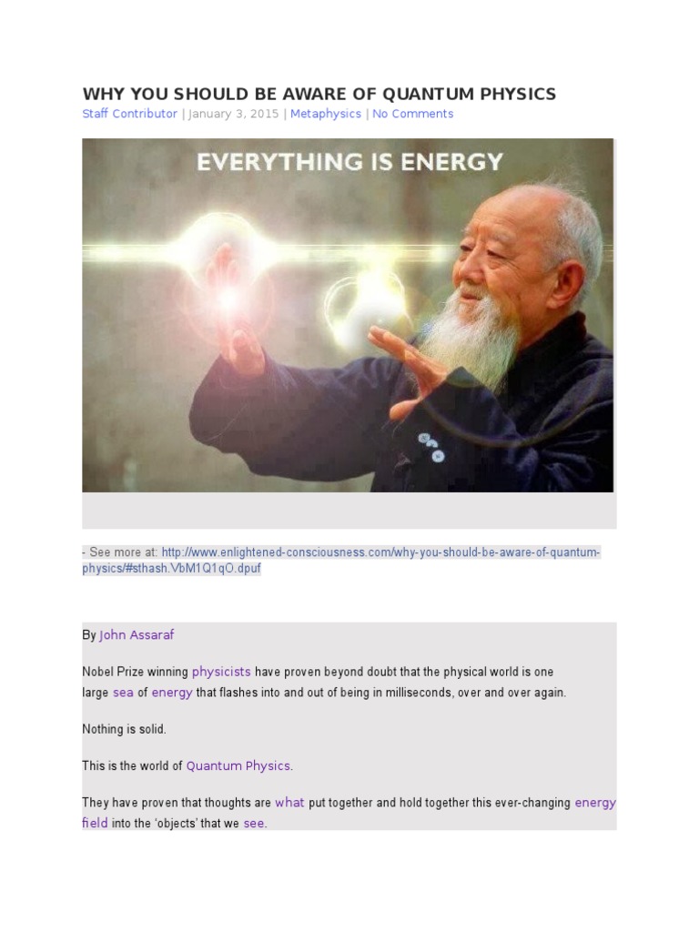 Quantum Physics and Spirituality | PDF | Senses | Physics