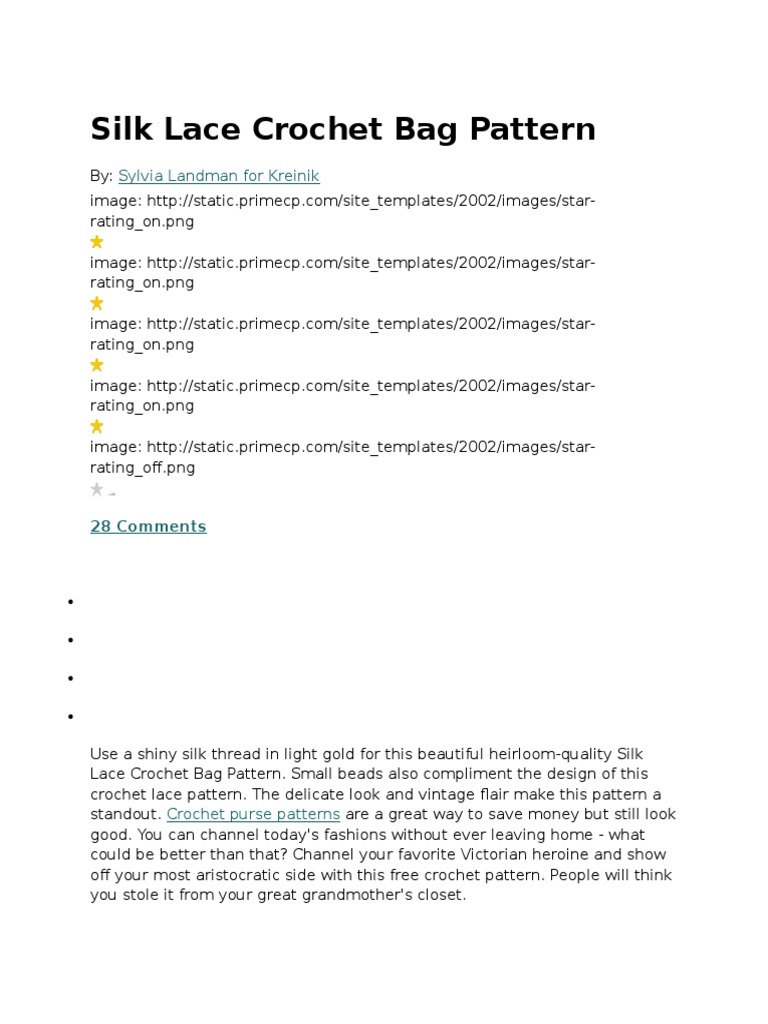 Silk Lace Crochet Bag Pattern | PDF | Seam (Sewing) | Crochet