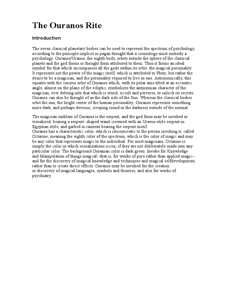 The Ouranos Rite | PDF | Magic (Paranormal) | Planets