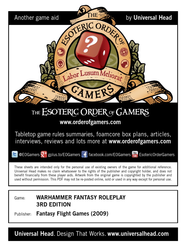 Esoteric Order Gamers: Another Game Aid by | PDF | Role Playing ...