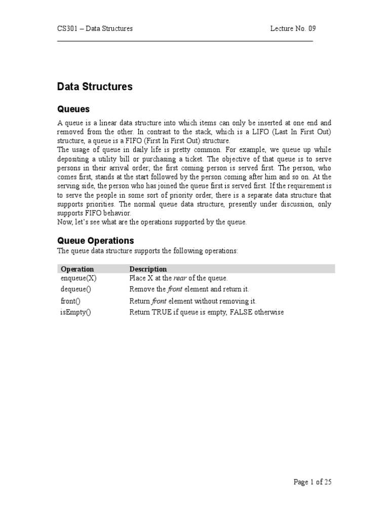 Data Structures: Queues | Download Free PDF | Queue (Abstract Data Type) | Array Data Structure