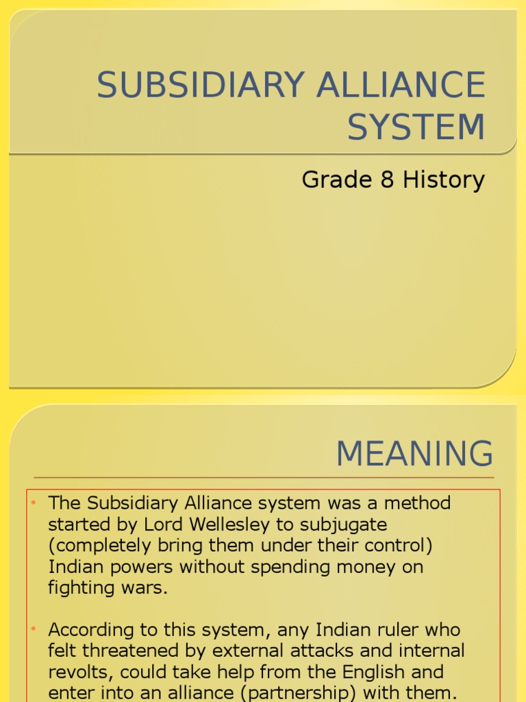Docslide.us Subsidiary Alliance System | British Empire | Europe