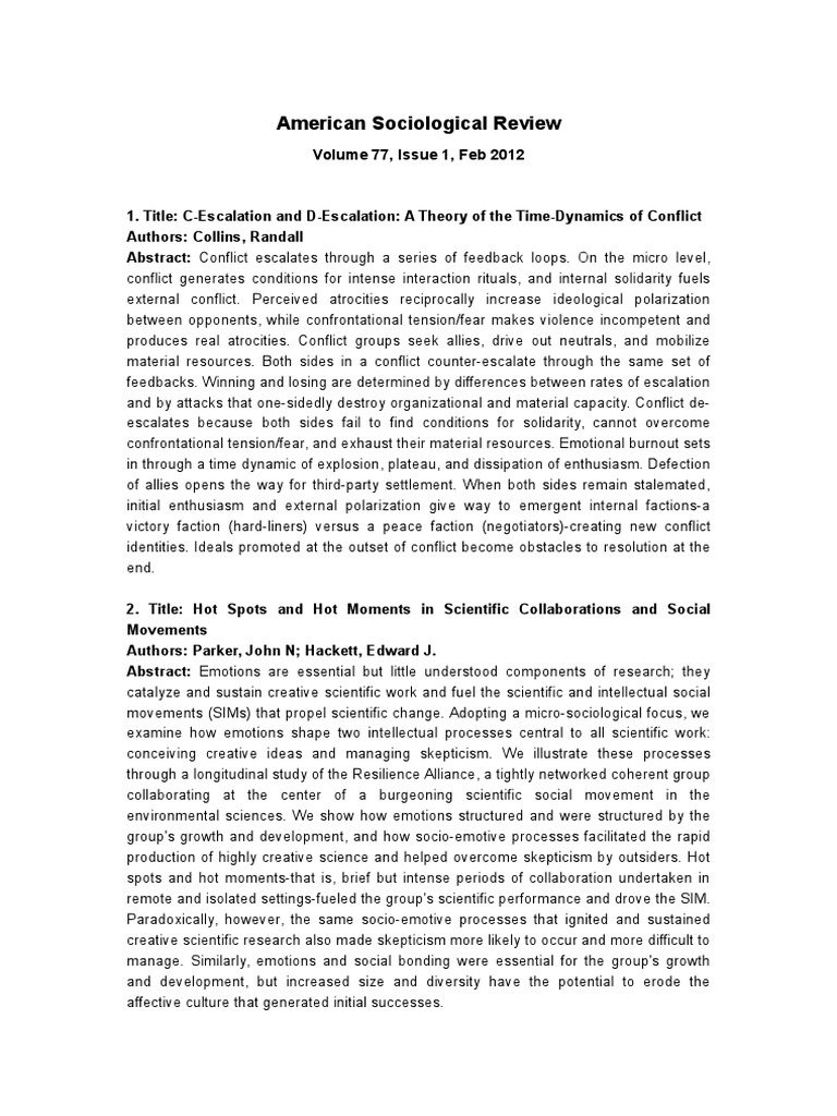 American Sociological Review: Volume 77, Issue 1, Feb 2012 | PDF | Corporate Social ...