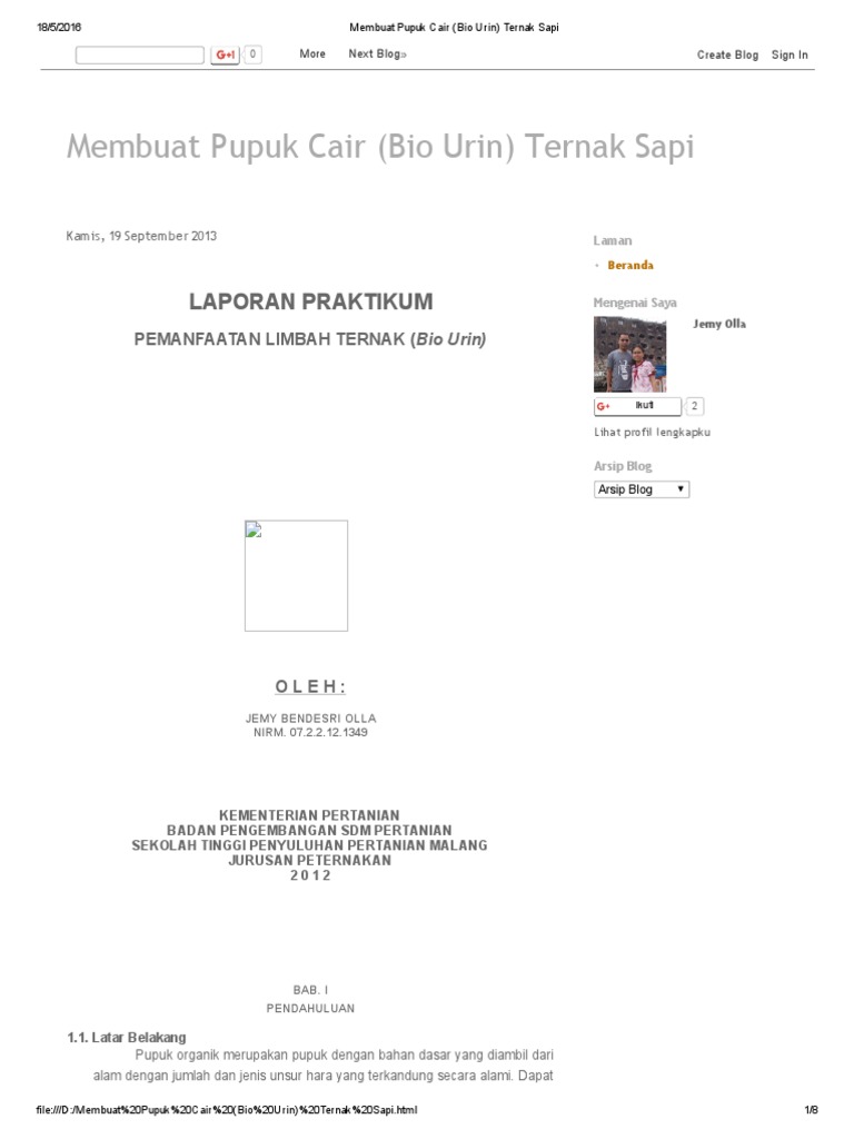 Pupuk Cair dari Bio Urin Sapi | PDF