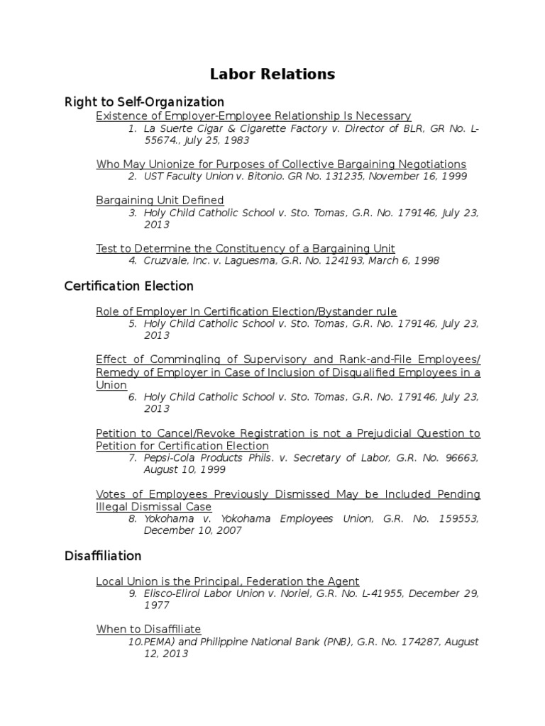 Labor Case List | PDF | Trade Union | Collective Bargaining