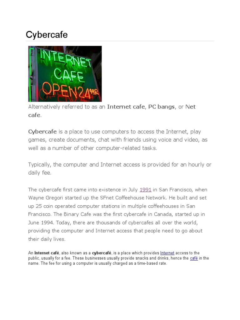 Cyber Cafe | PDF | Internet | Cyberspace