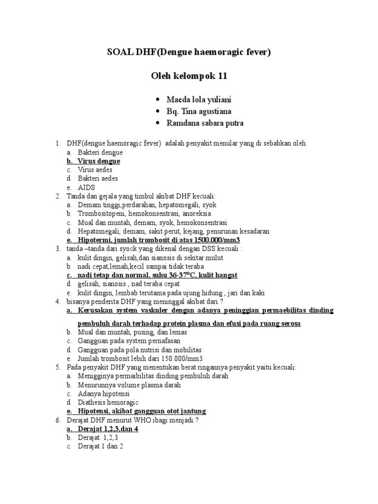 Soal Klopok DHF | PDF