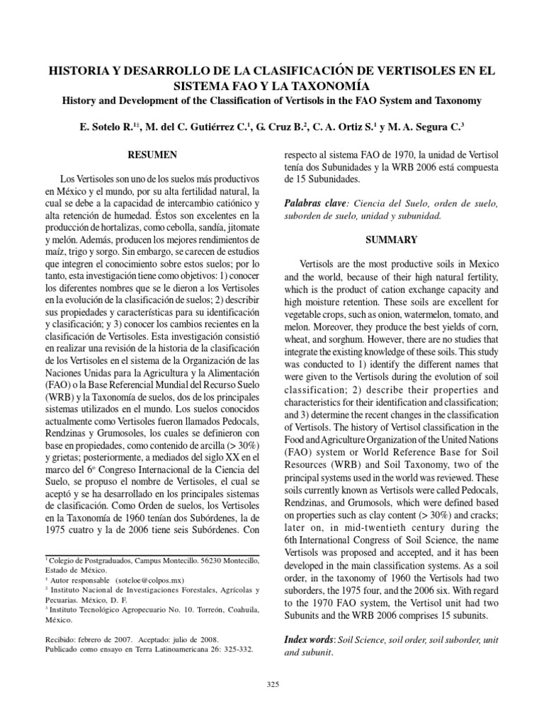 Clasificación y Propiedades de Vertisoles | PDF | Ciencia del suelo ...