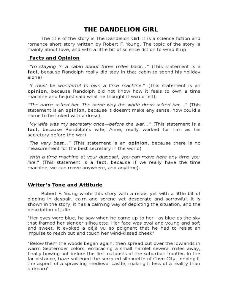 The Dandelion Girl - ELW | PDF