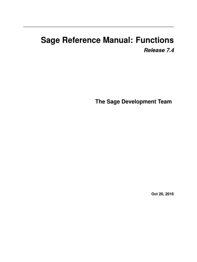 Sage Reference Manual: Functions: Release 7.4 | PDF | Logarithm | Sine