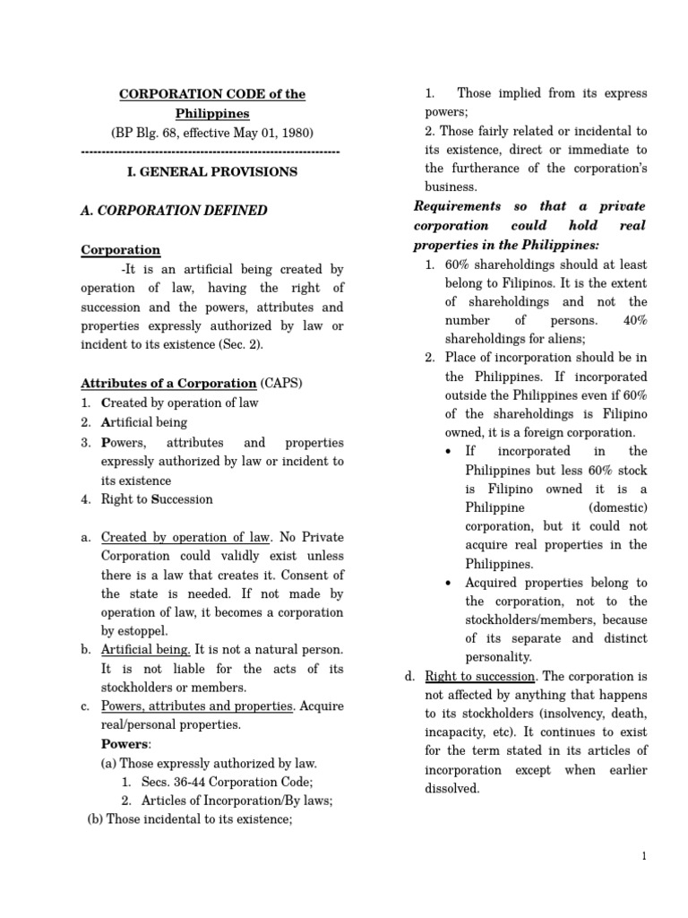 Corporation Code of The Philippines | PDF | Preferred Stock | Corporations