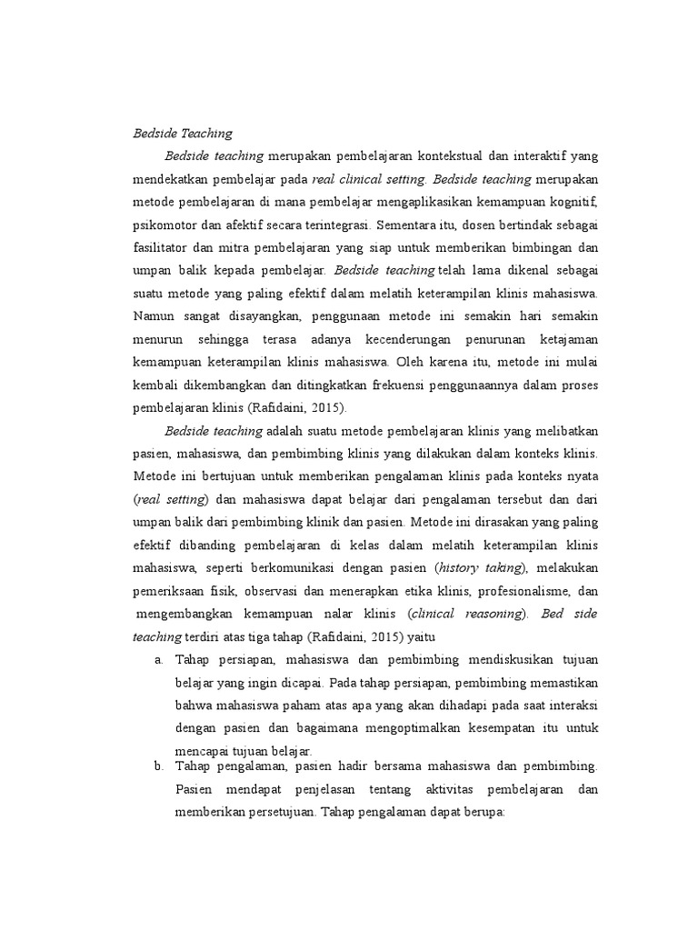 Metode Bedside Teaching dalam Pendidikan Klinis | PDF