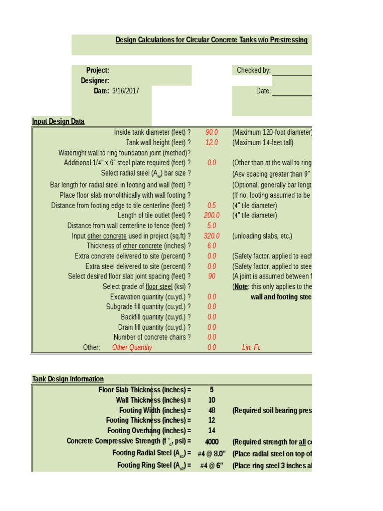 Design of Circular Tank | PDF | Foot (Unit) | Concrete