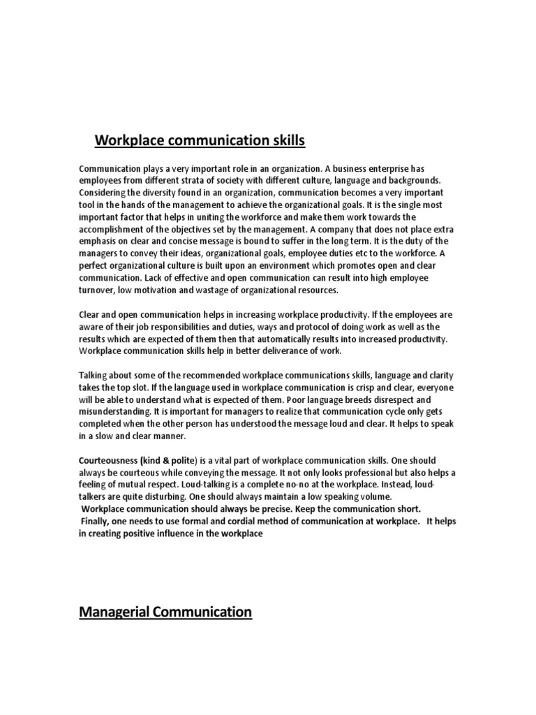Essential Workplace Communication Skills | PDF | Interpersonal ...