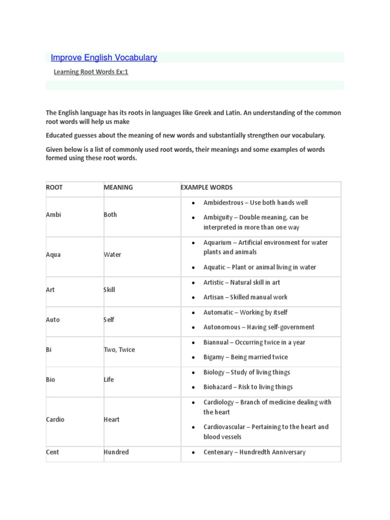 17-Improve English Vocabulary (Root Words) | PDF