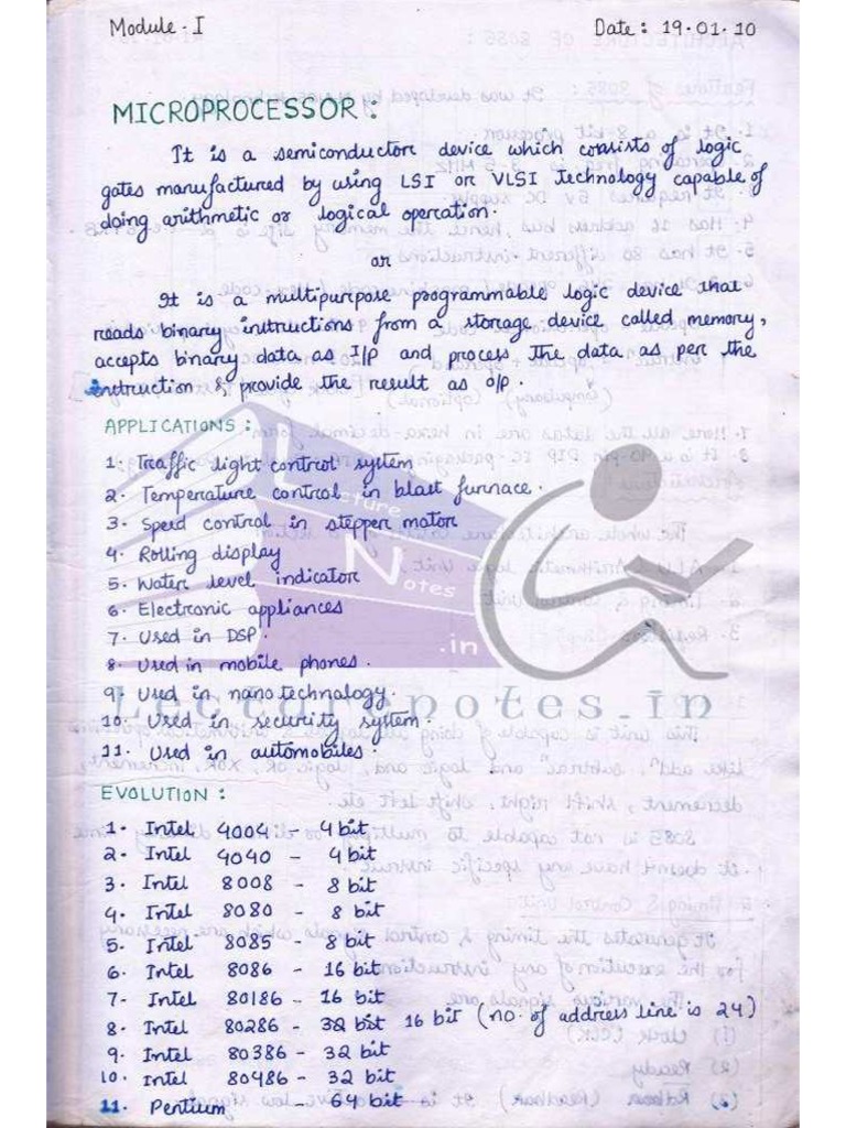 Microprocessor Full Hand Made Notes Pdf