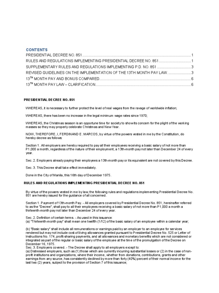 13th Month Pay Law | PDF | Piece Work | Employment 13th Month Pay Law | PDF | Piece Work | Employment