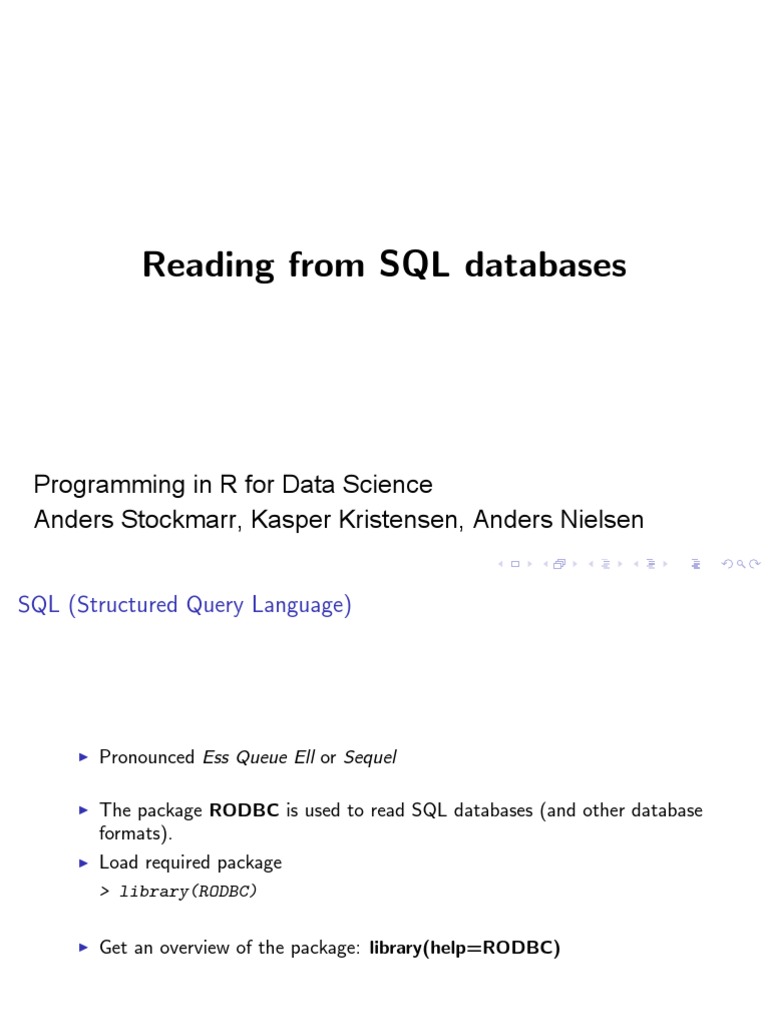 Reading From SQL Databases | PDF | Sql | Microsoft Sql Server