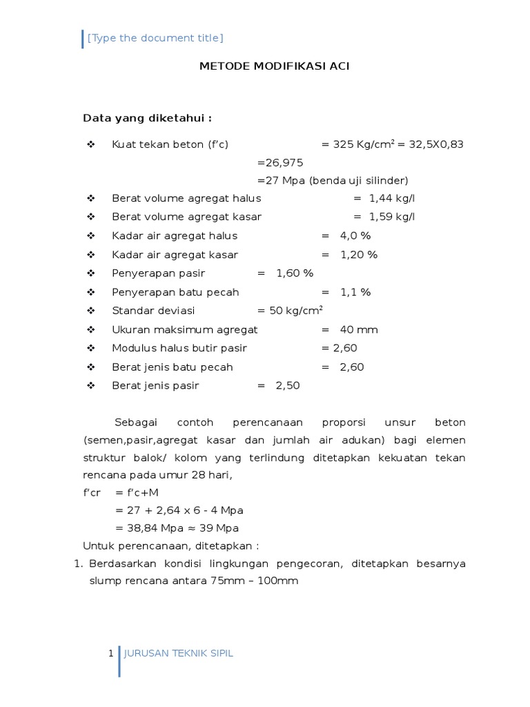 Metode Modifikasi Aci | PDF